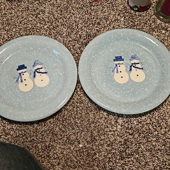 Dining | Home Winter Frost White Spatter Ceramic Dinner Plates Set Of 2 ...